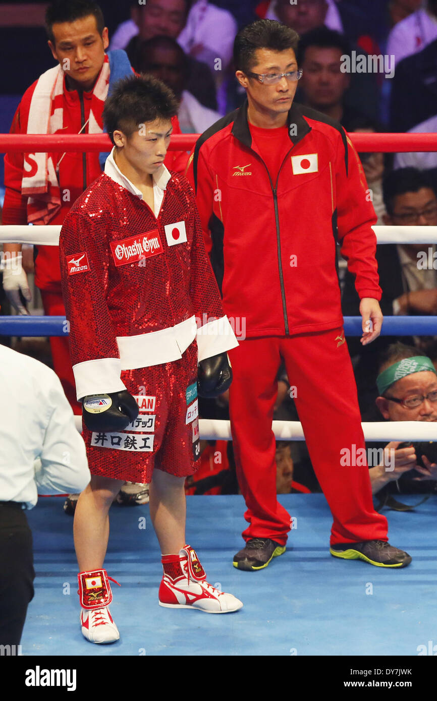 Ota-City General Gymnasium, Tokyo, Japan. 6th Apr, 2014. (L to R) Naoya ...