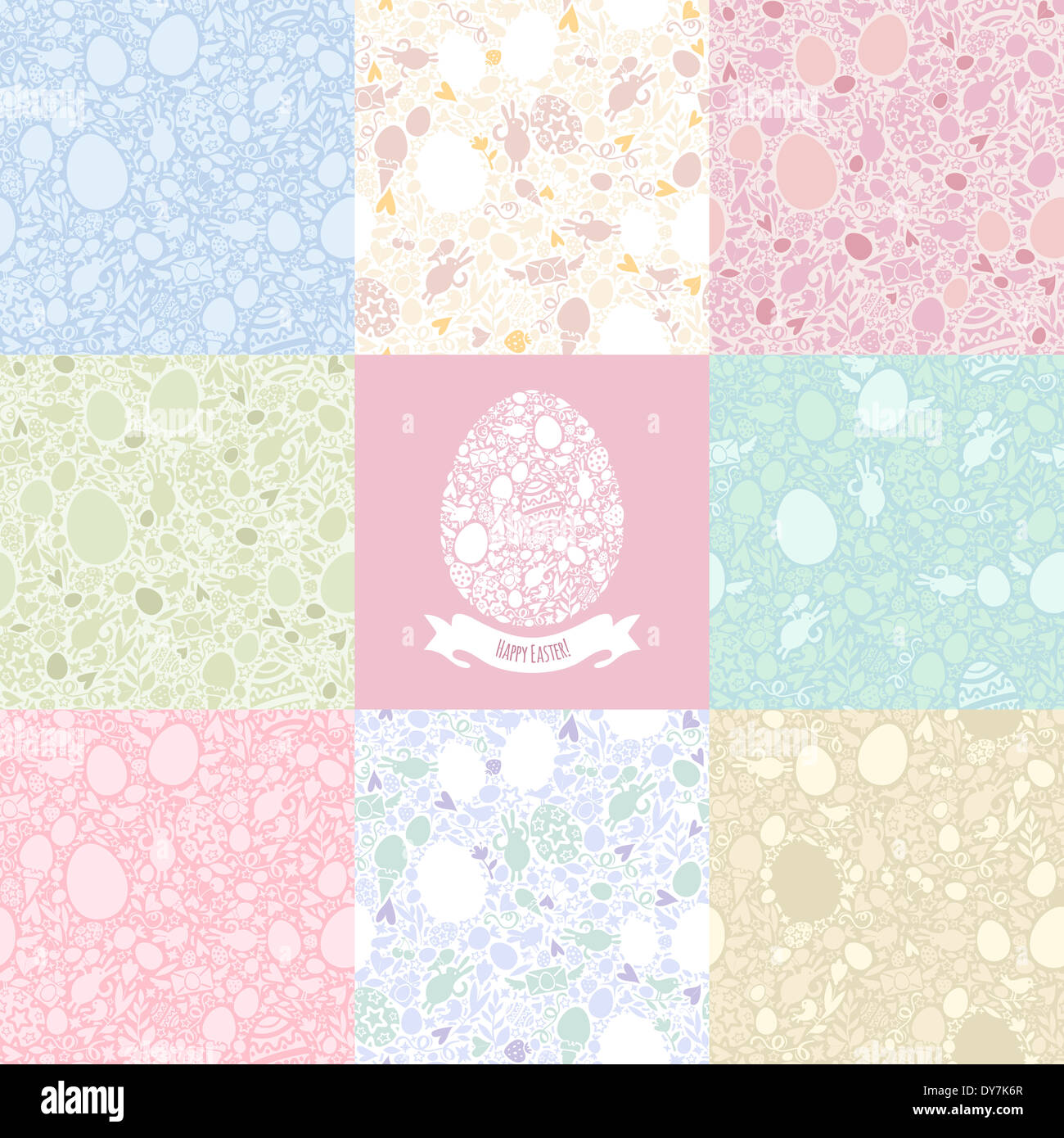 Eight Versions Easter Seamless Pattern in Pastel Shades Stock Photo - Alamy