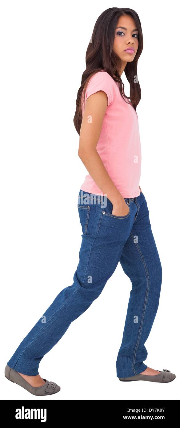 Stepping beautiful young female Cut Out Stock Images & Pictures - Alamy
