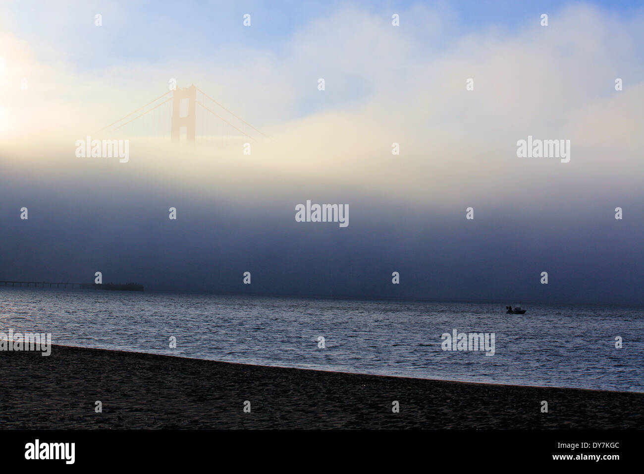 The Golden Gate Bridge in fog, San Francisco, California, USA Stock ...