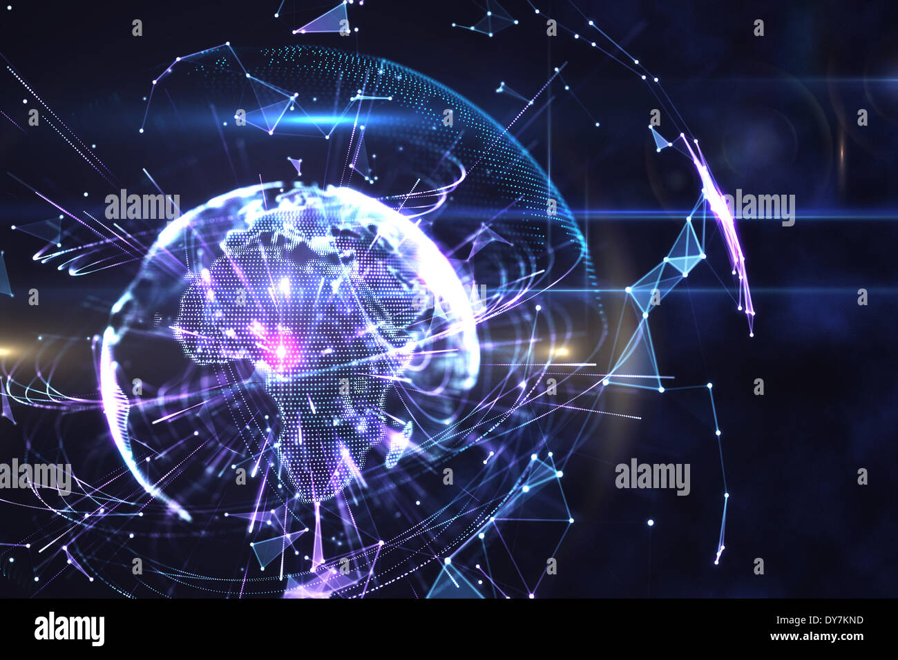 Global technology background in purple Stock Photo - Alamy