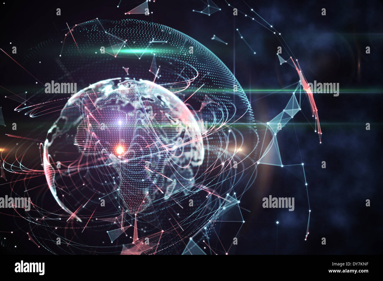 Global technology background in blue Stock Photo - Alamy