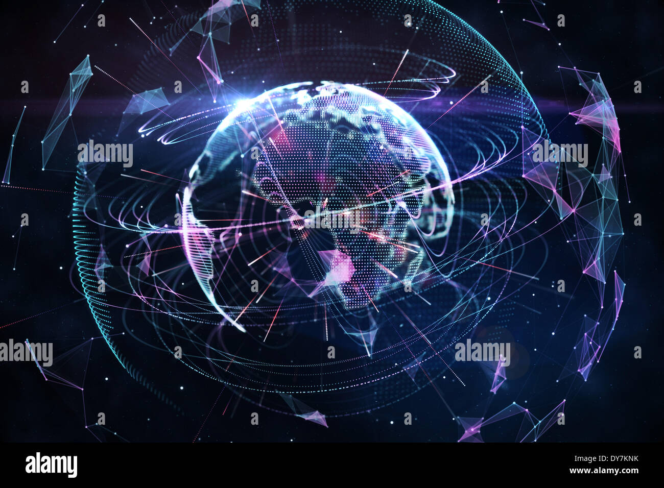 Global technology background in purple Stock Photo - Alamy