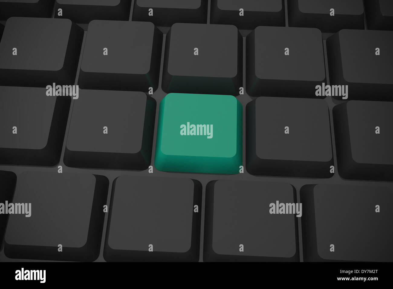 Black keyboard with green key Stock Photo - Alamy