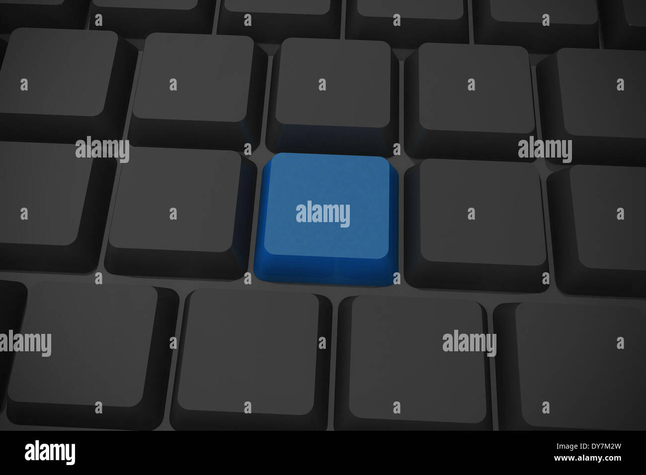 Black keyboard with blue key Stock Photo - Alamy