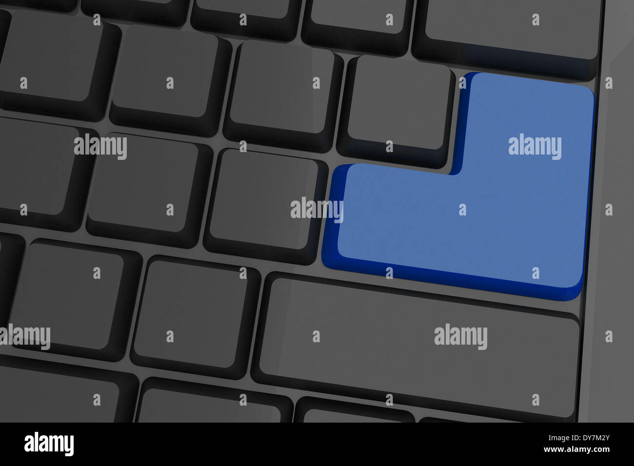 Black keyboard with blue key Stock Photo - Alamy