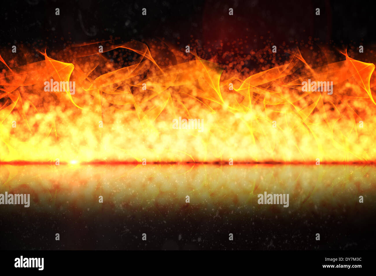 Large flames on black background Stock Photo - Alamy