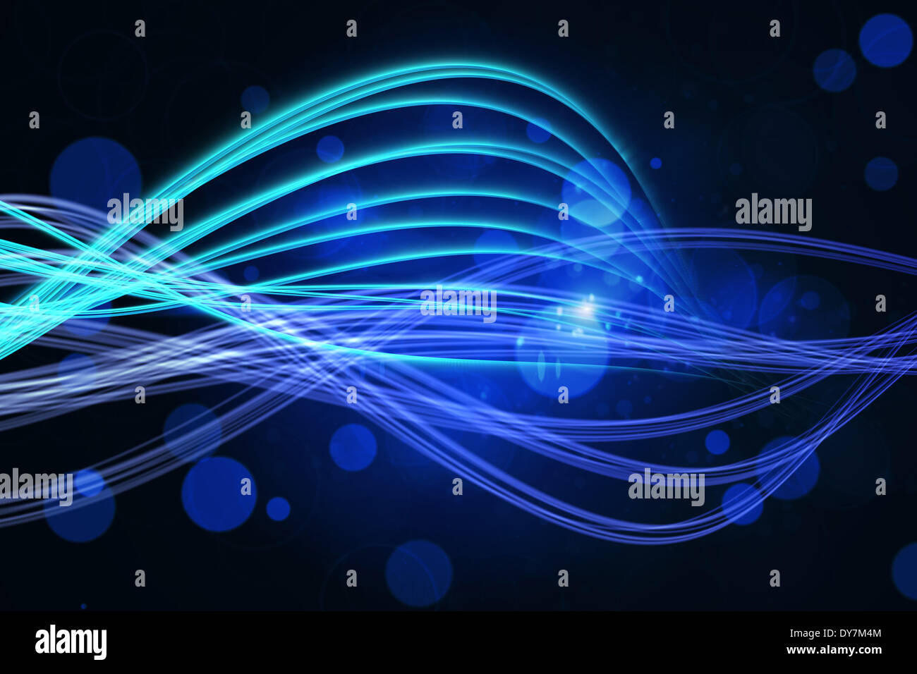 Digitally generated curved laser light design in blue Stock Photo - Alamy