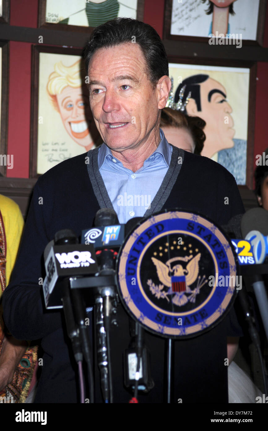 New York City. 7th Apr, 2014. Bryan Cranston attends U.S. Senator ...