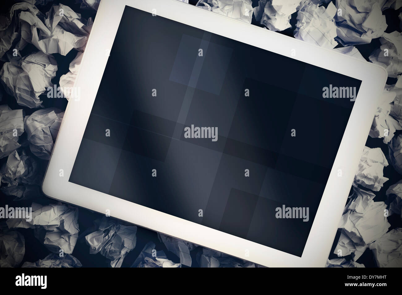 Tablet pc with blue screen Stock Photo - Alamy