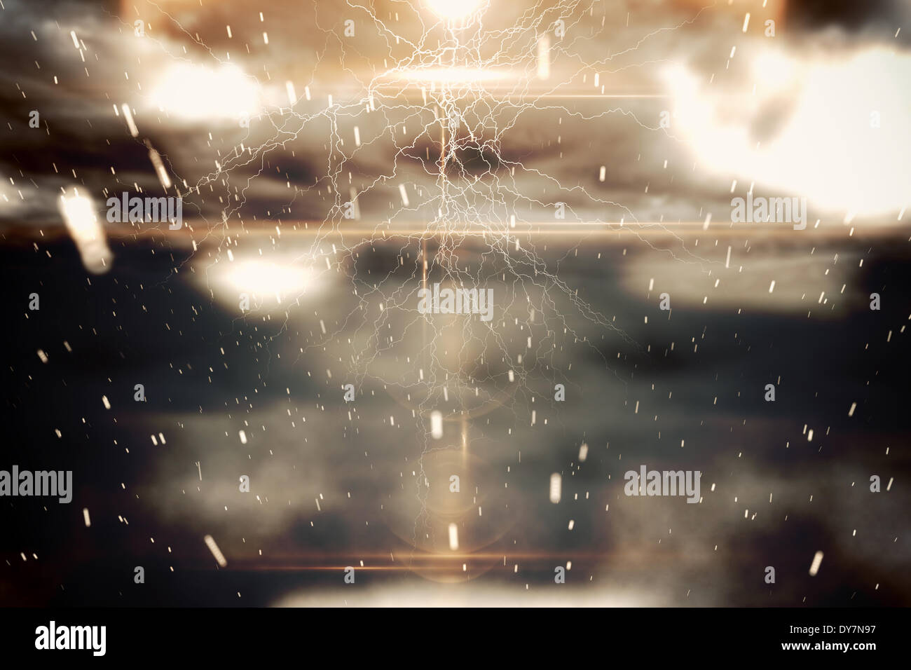 Cloudy sky with snow falling Stock Photo - Alamy