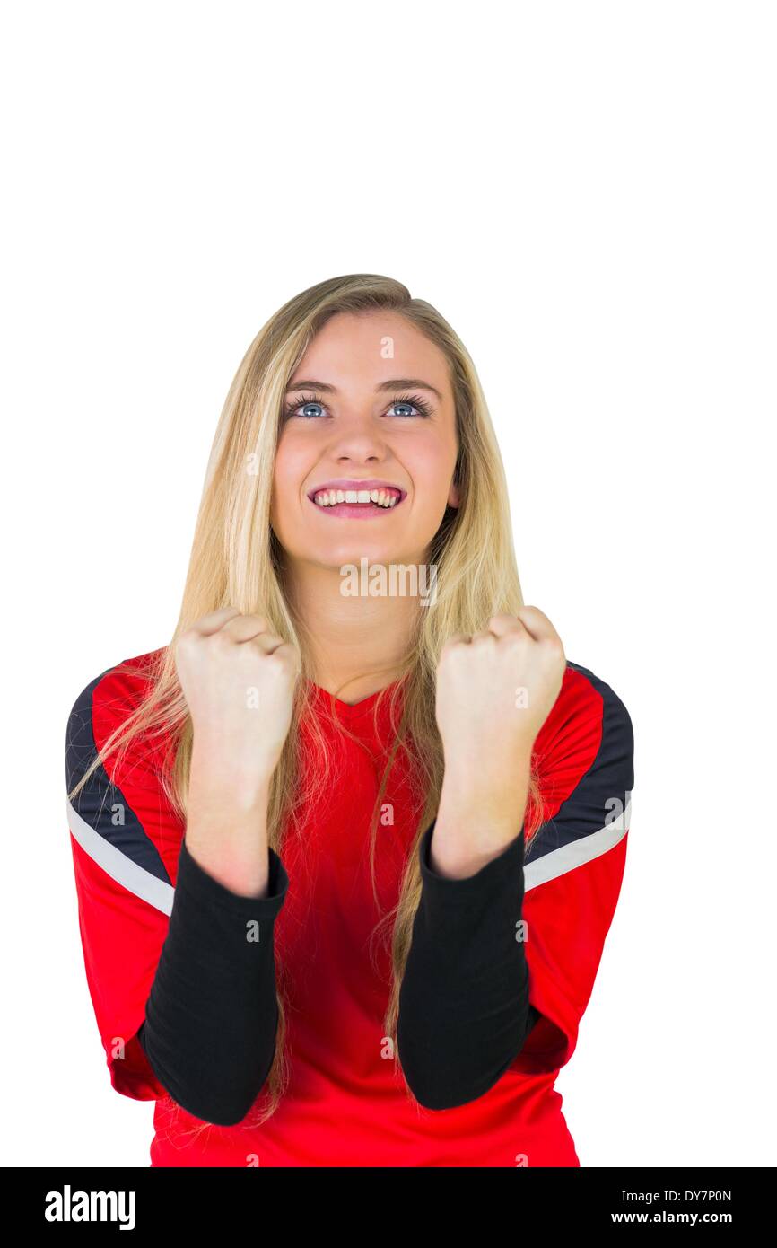 Woman with red fan Cut Out Stock Images & Pictures - Alamy