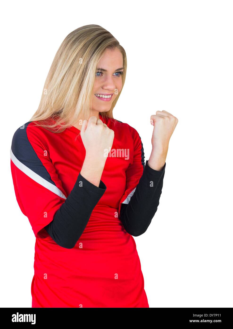 Woman with red fan Cut Out Stock Images & Pictures - Alamy