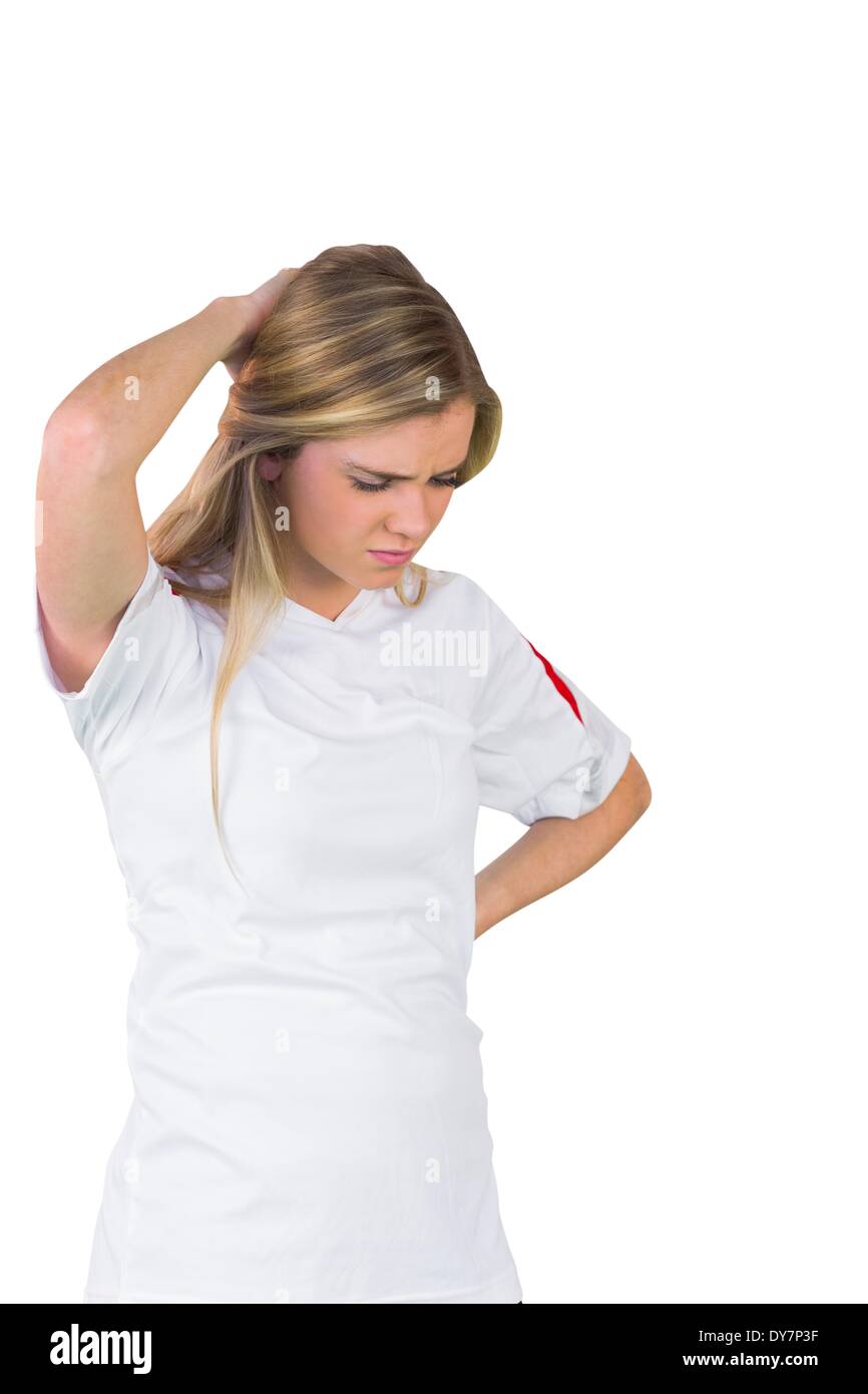 Disappointed football fan in white on white background Stock Photo - Alamy