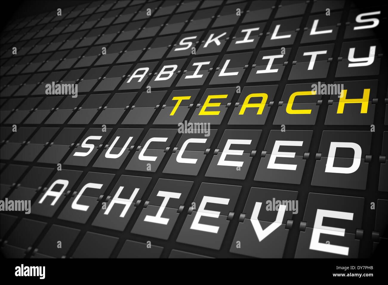 Teach buzzwords on black mechanical board Stock Photo - Alamy