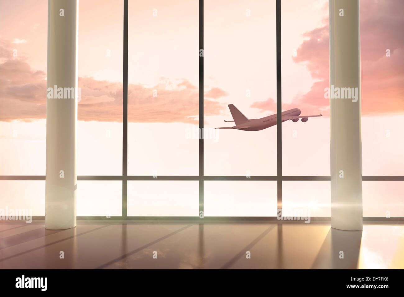 Airplane flying window at sunrise Stock Photo - Alamy