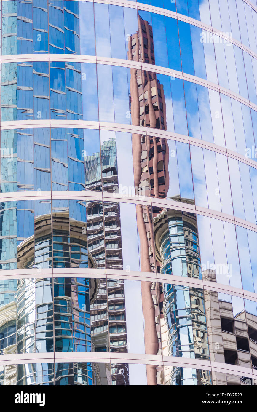 USA, Texas, Houston, high rise buidings reflecting in mirror glass ...