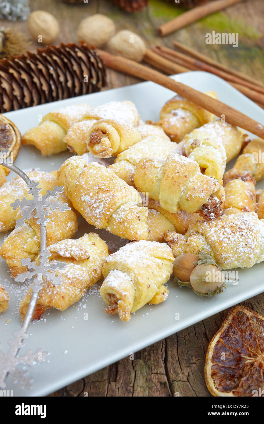 Little croissant with nut Stock Photo - Alamy