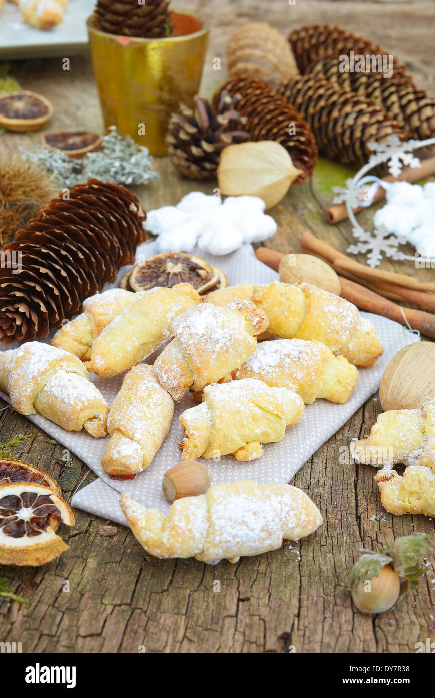 Little croissant with nut Stock Photo - Alamy