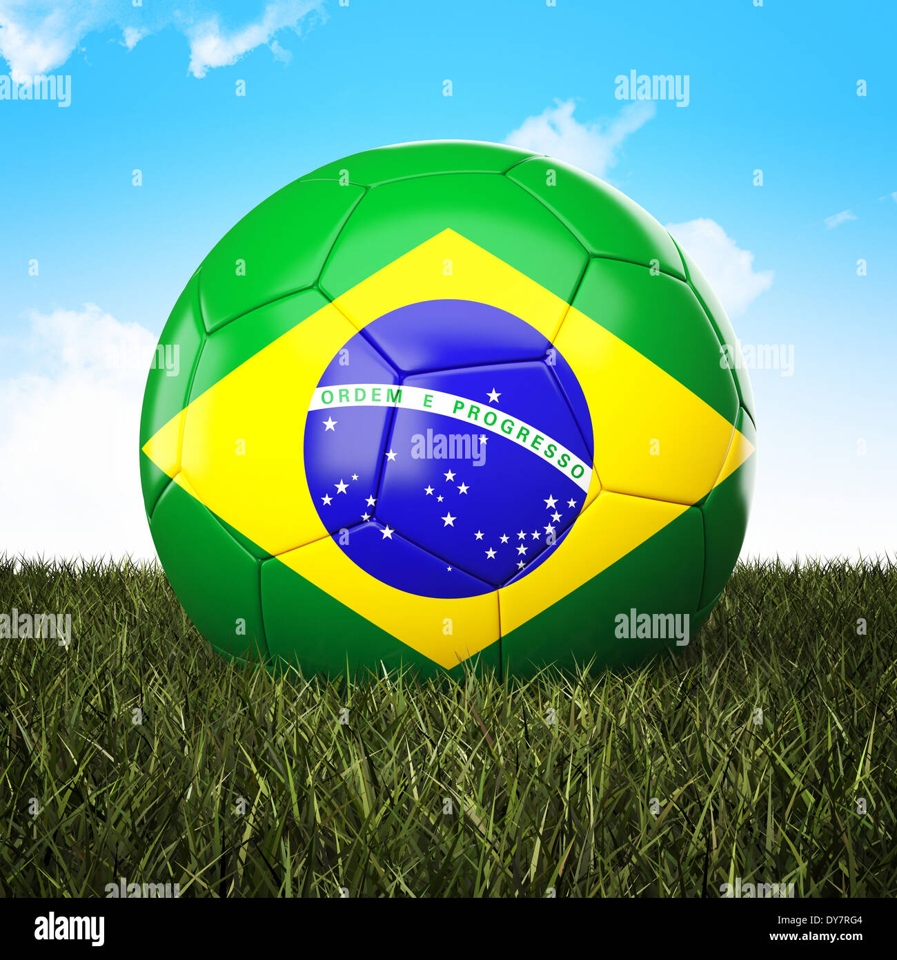 brazil soccer ball on grass Stock Photo - Alamy