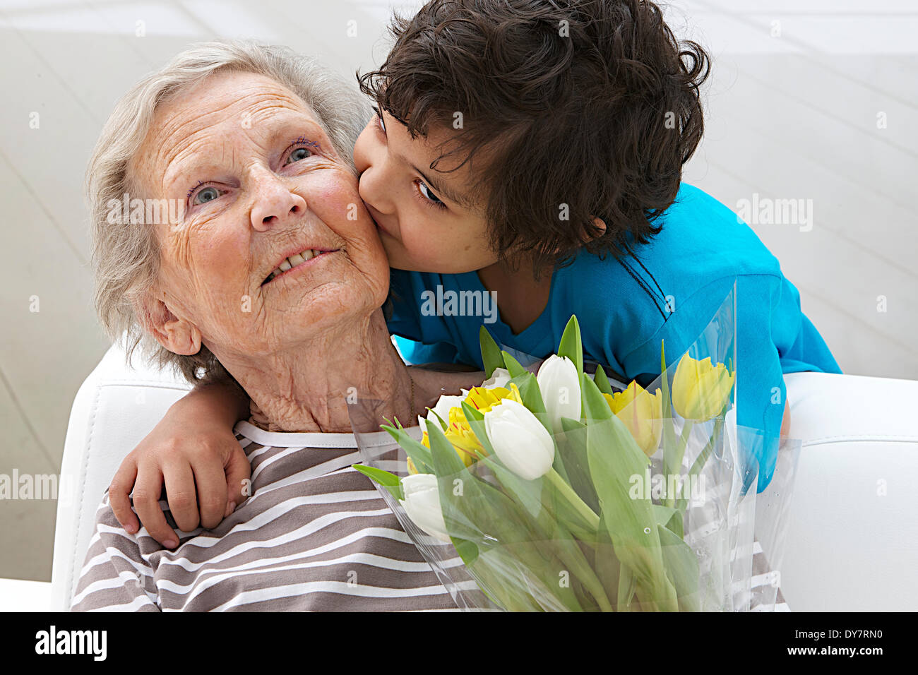 Elderly person & child Stock Photo - Alamy