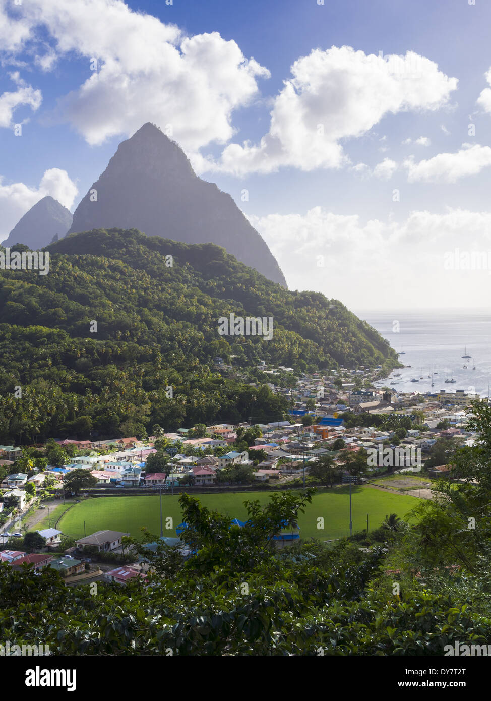 Caribbean, St. Lucia, Soufriere, Gros Piton and Petit Piton Stock Photo ...