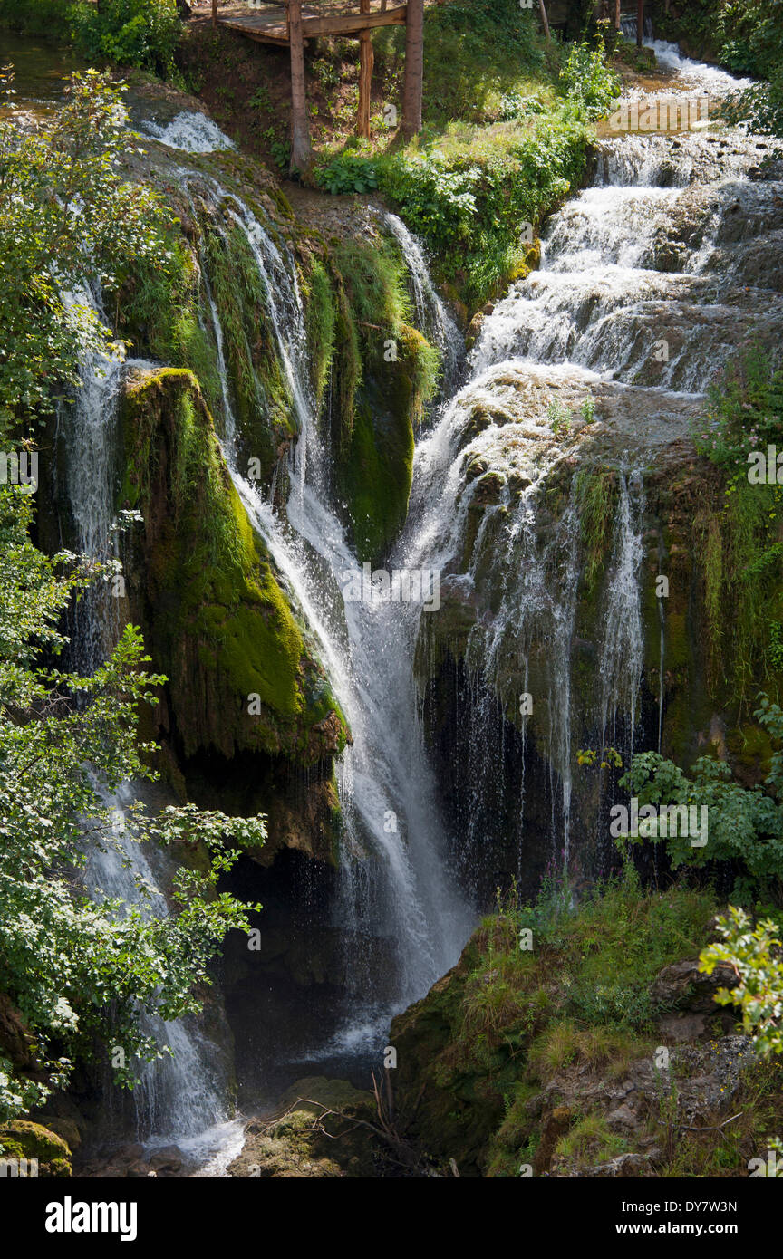 Waterfall, Slunjcica River flowing into the Korana River, Rastoke ...