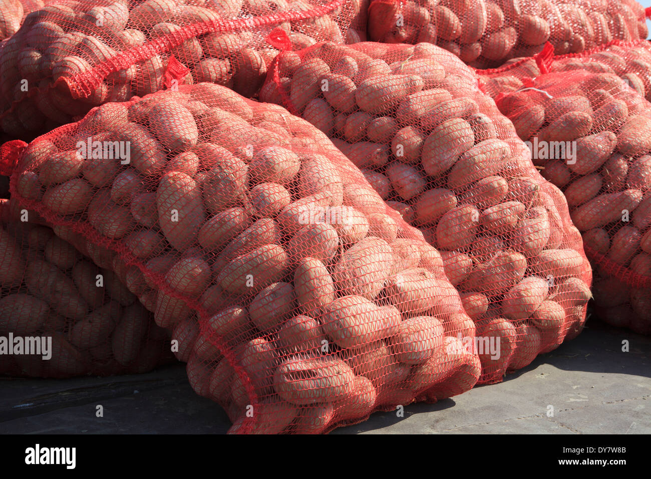 Potatoes sacs, Naxos, Cyclades Islands, Greece Stock Photo - Alamy