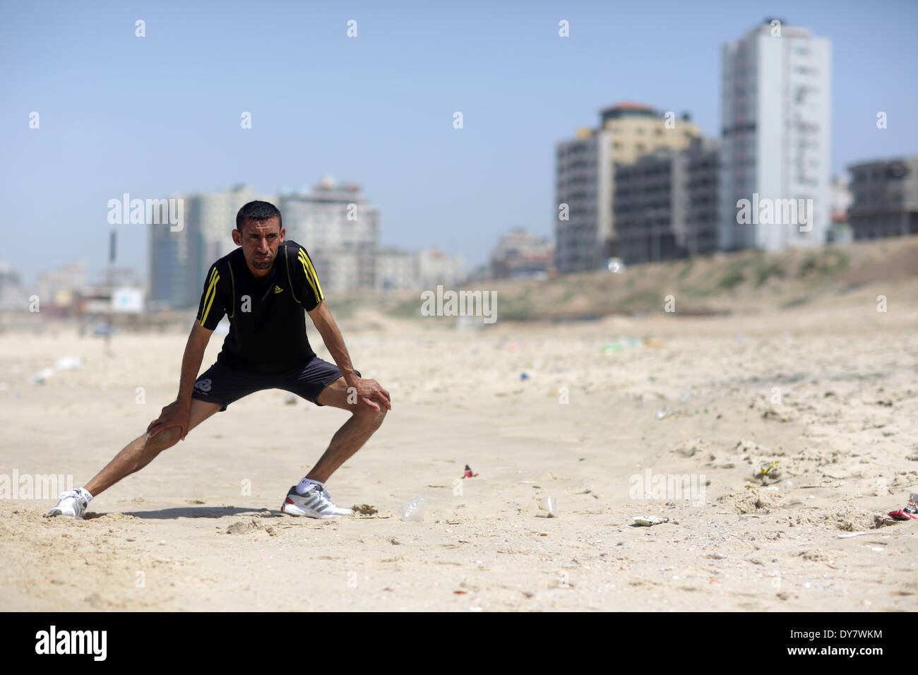 Gaza. 8th Apr, 2014. Palestinian Olympian marathon runner Nader Al ...