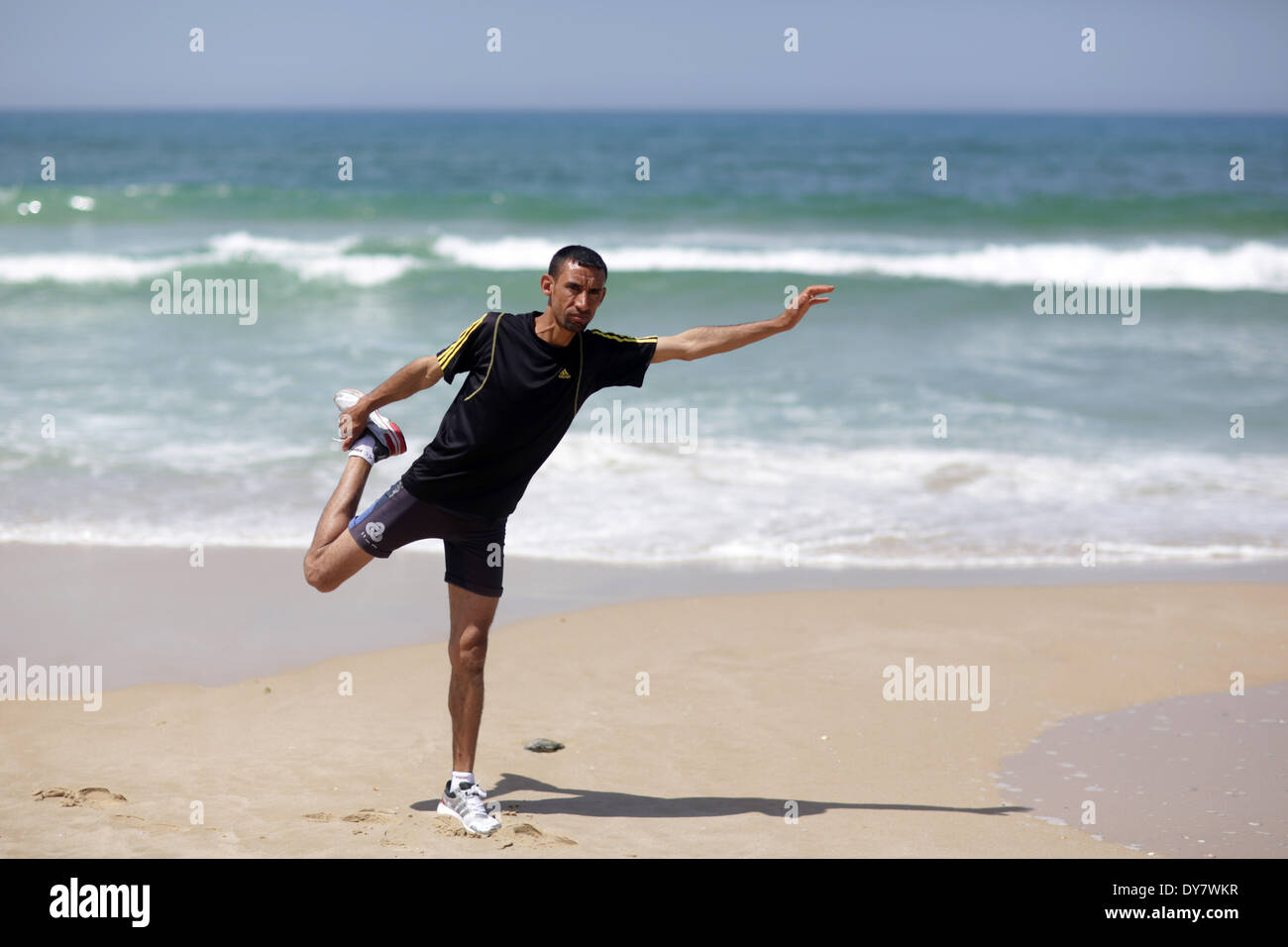 Gaza. 8th Apr, 2014. Palestinian Olympian marathon runner Nader Al ...