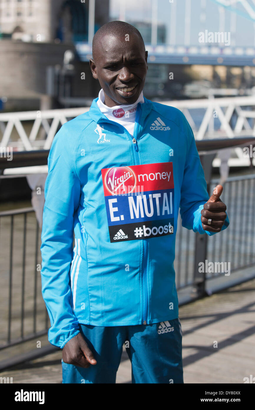 London, UK. 9 April 2014. Pictured: Emmanuel Mutai from Kenya ...