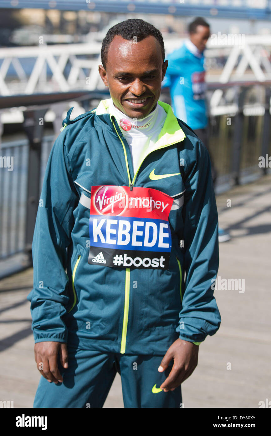 London, UK. 9 April 2014. Pictured: Tsegaye Kebede from Ethiopia. Photocall of the Elite Men ...