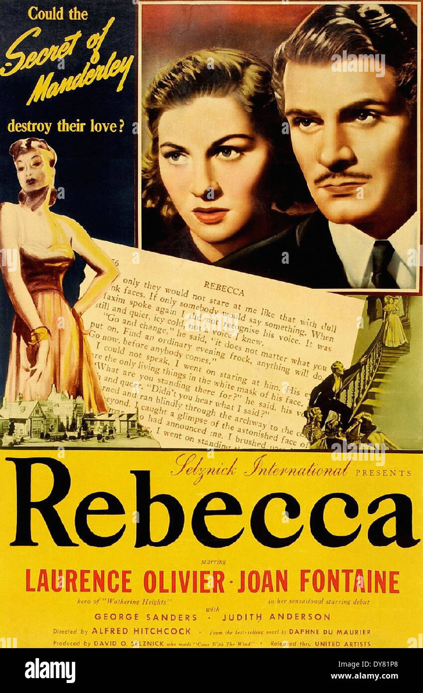 Rebecca Movie Poster Directed By Alfred Hitchcock United Artists