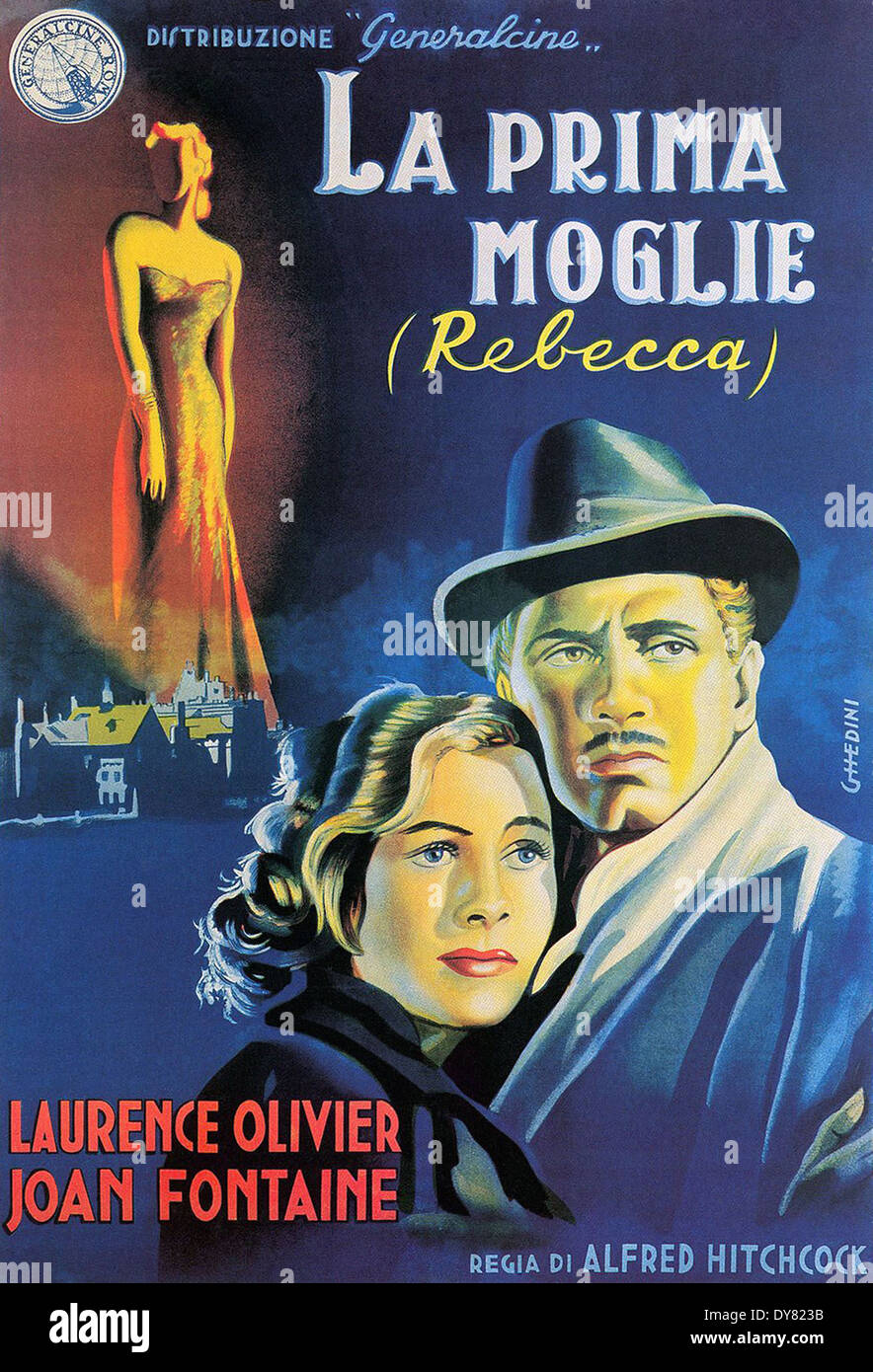 Rebecca Italian Movie Poster Directed By Alfred Hitchcock United