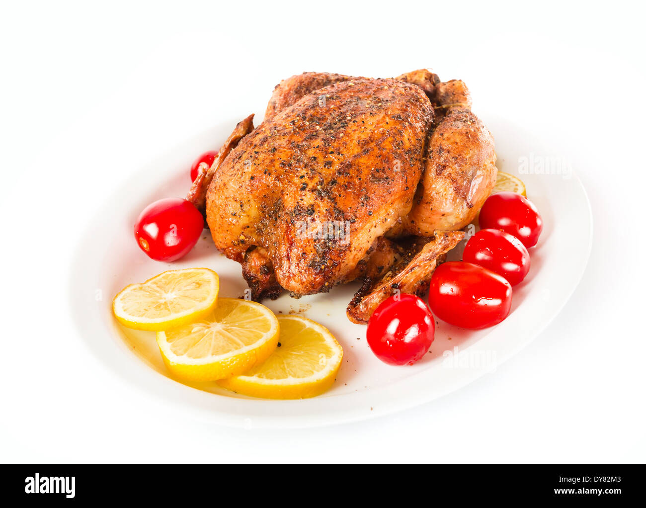 Plate baked chicken on Cut Out Stock Images & Pictures - Alamy