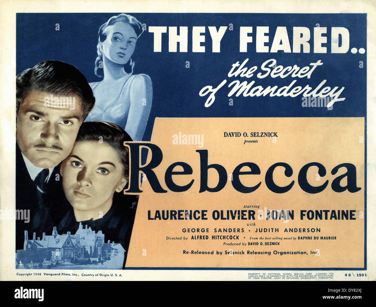 Rebecca - Movie Poster - Lobby Card - Directed by Alfred Hitchcock ...