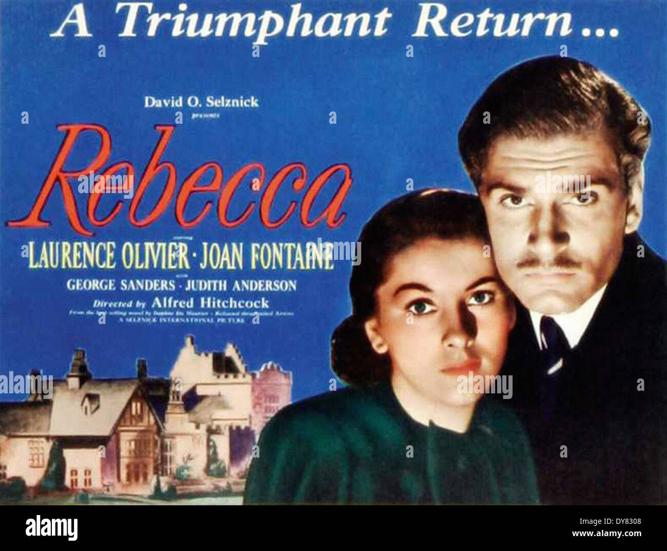 Rebecca Movie Poster Lobby Card Directed By Alfred Hitchcock
