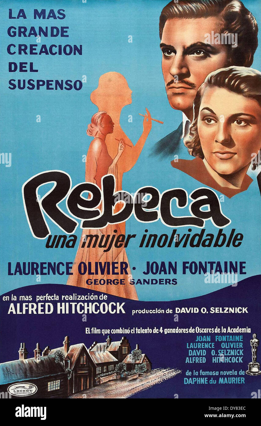 Rebecca Spanish Movie Poster Directed By Alfred Hitchcock United