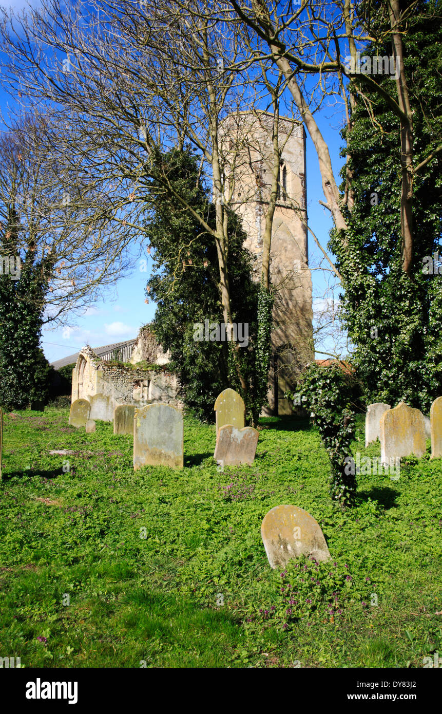 A view of the churchyard and tower of the remains of the old parish ...