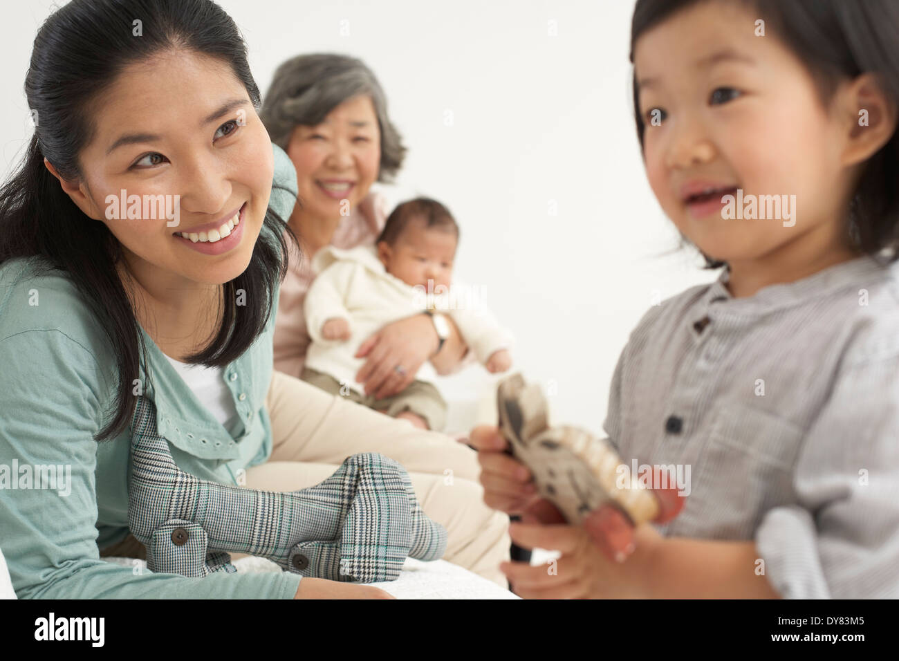 Happy Asian three generations family Stock Photo - Alamy