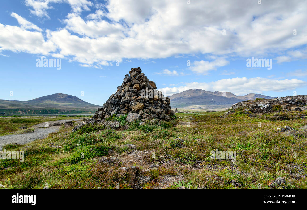 Iceland, Highlands, Stone pyramid Stock Photo - Alamy