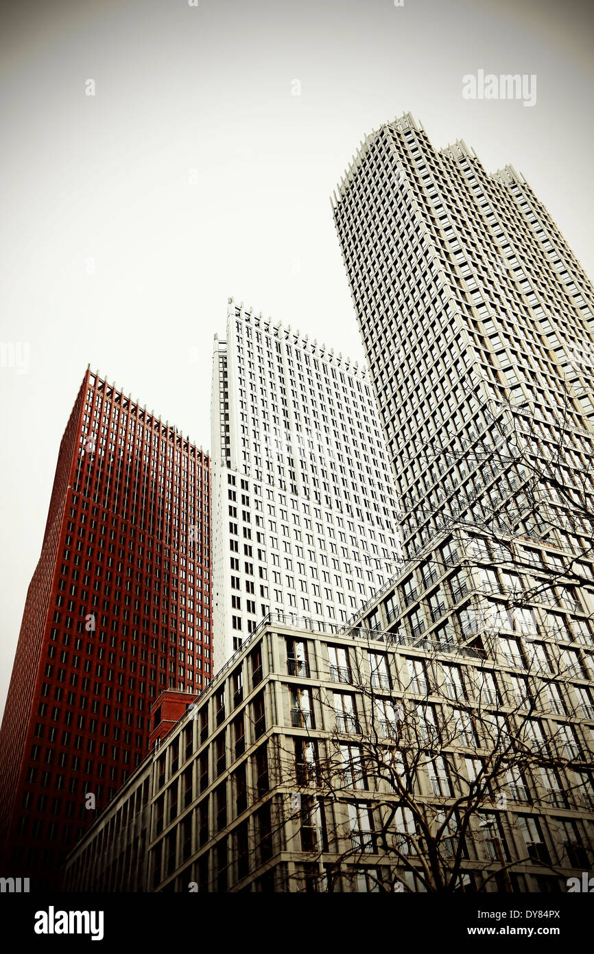 Netherlands, The Hague, facades of high rise office buildings at ...