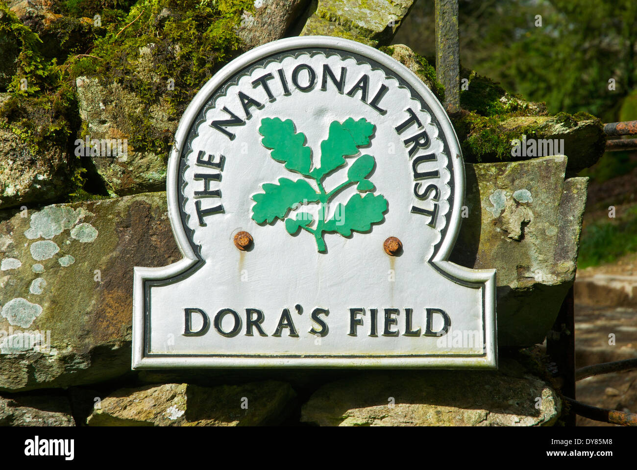 National Trust sign for Dora's Field, Rydal, Lake District National ...