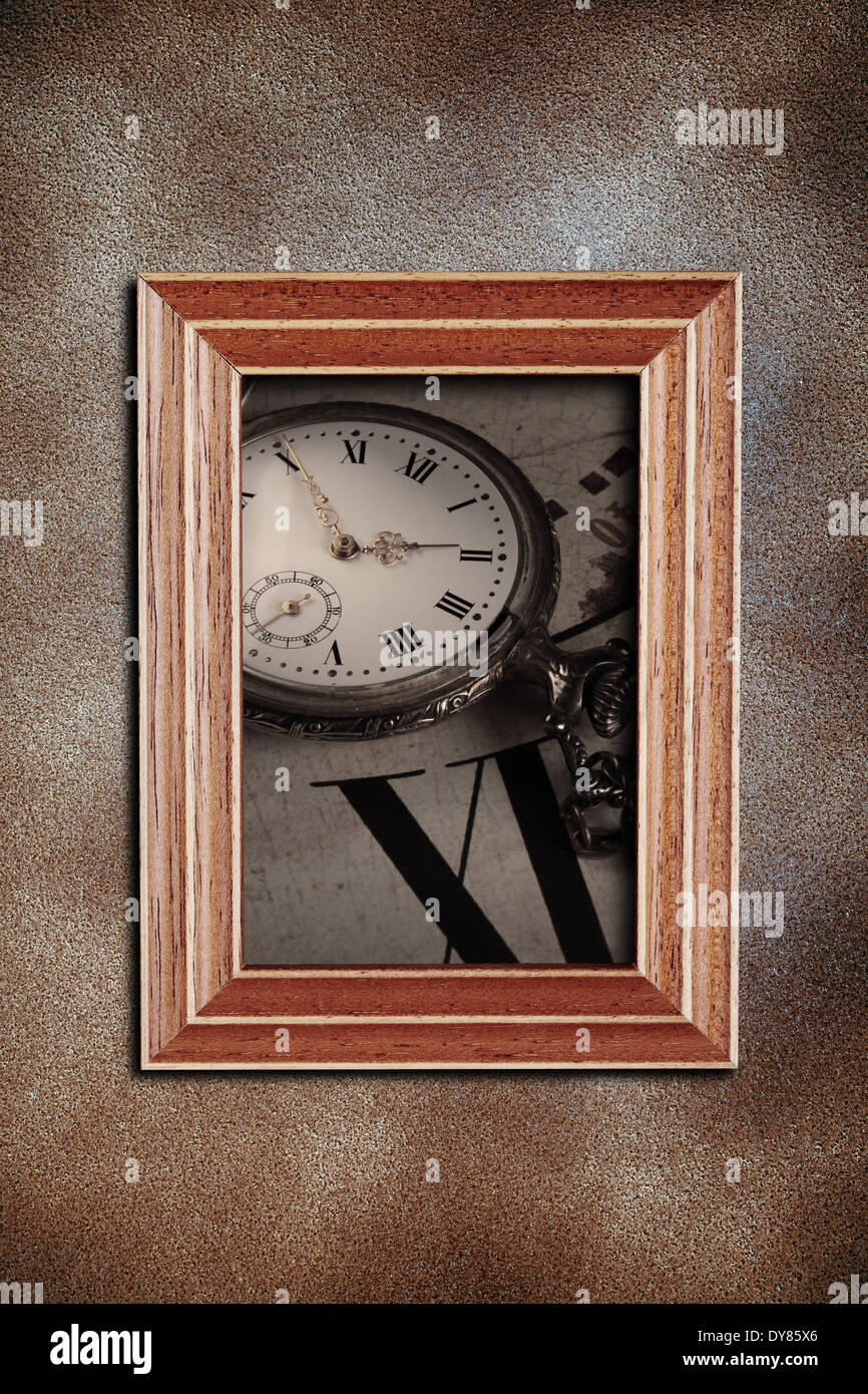 vintage clocks on an old frame Stock Photo - Alamy