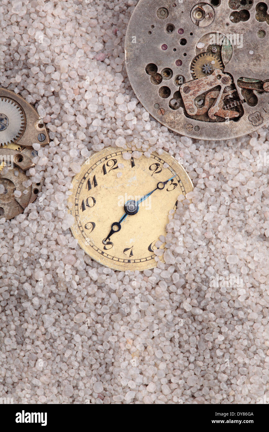 antique clocks buried in sand Stock Photo - Alamy