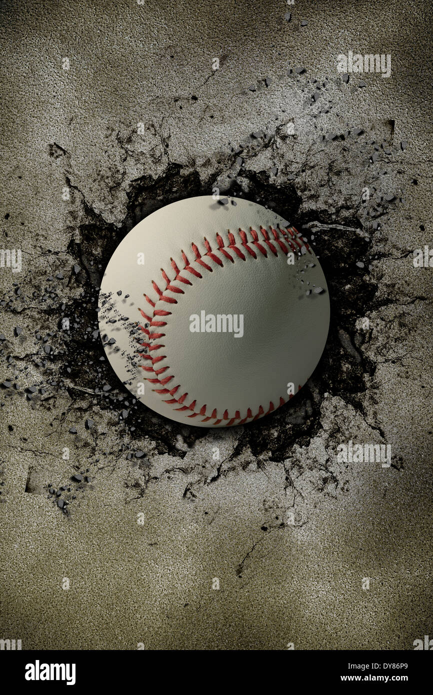 baseball embedded in a stone wall Stock Photo - Alamy