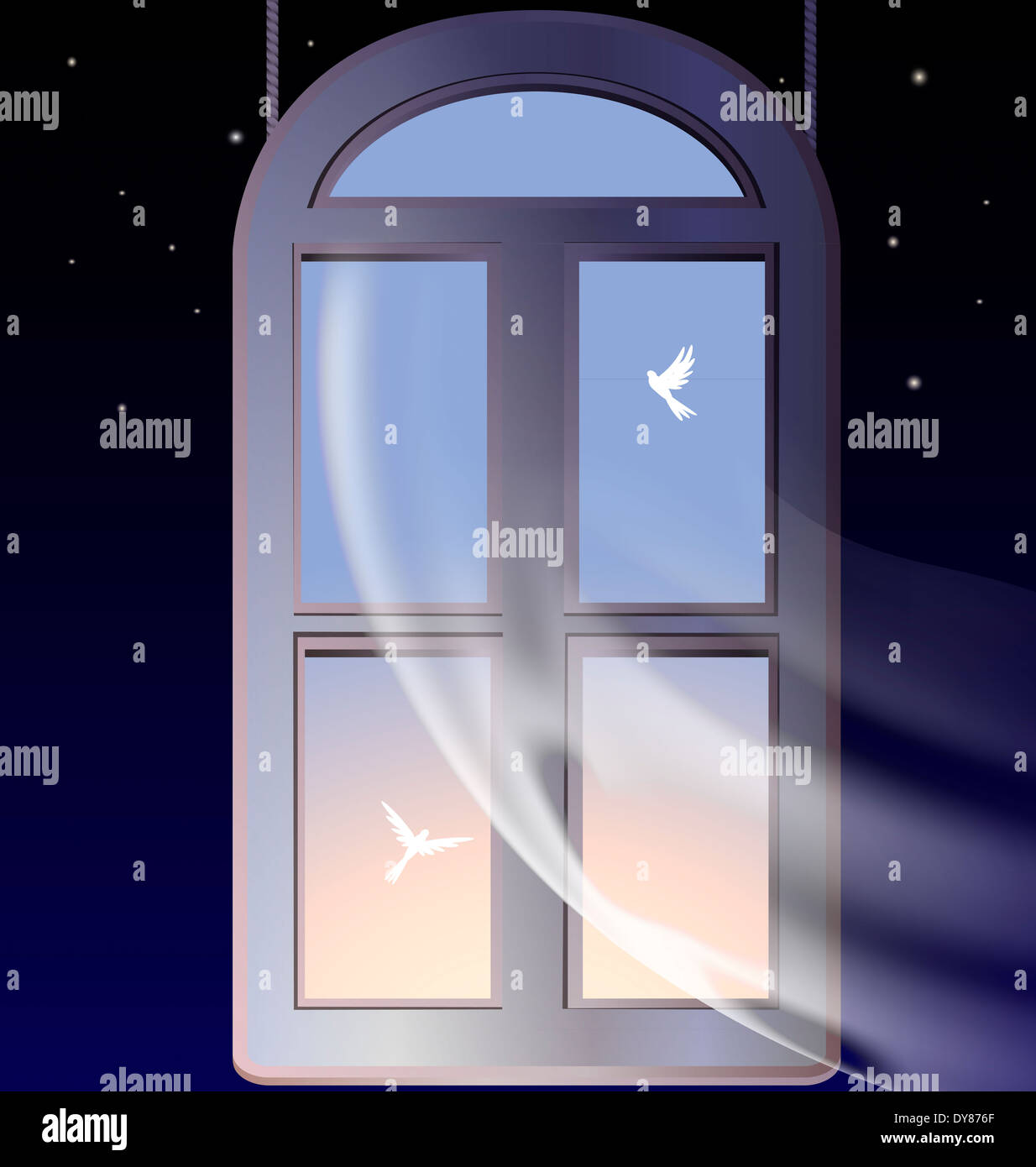 abstract nightly sky and window in the morning Stock Photo - Alamy