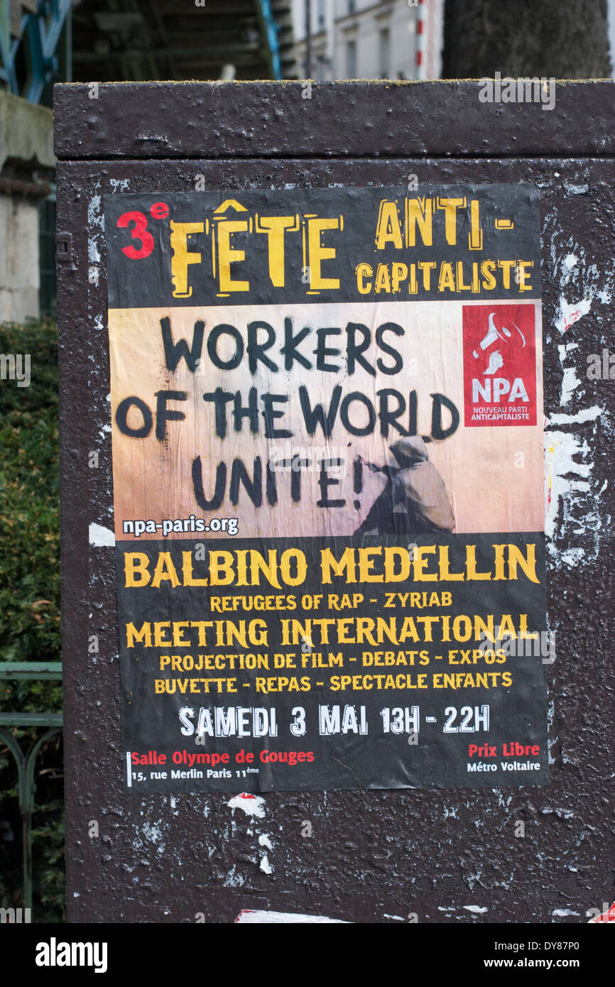 Anti-capitalist poster in Paris, France Stock Photo - Alamy
