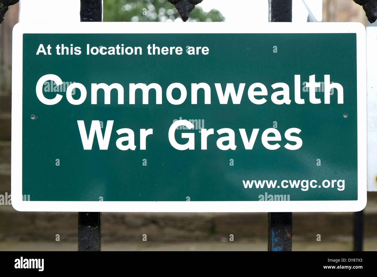 Commonwealth War Graves Commission sign on the gate of the Old High ...