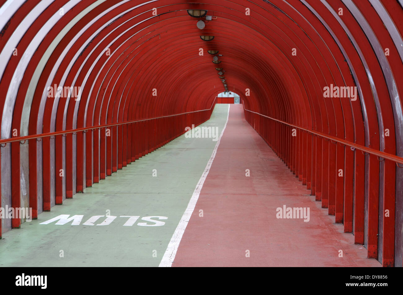 Pedestrian and cycle bridge over the motorway in Glasgow Stock Photo ...